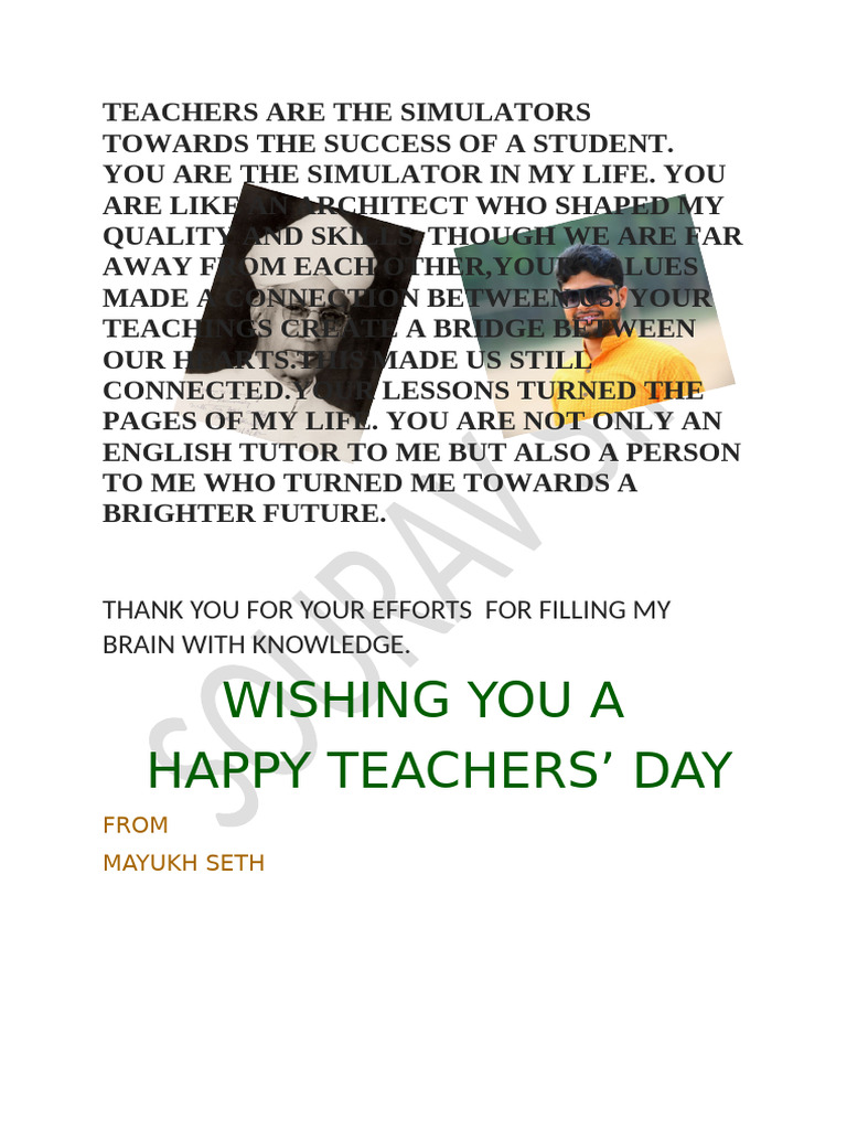 TEACHERS ARE THE SIMULATORS TOWARDS THE SUCCESS OF A STUDENT | PDF