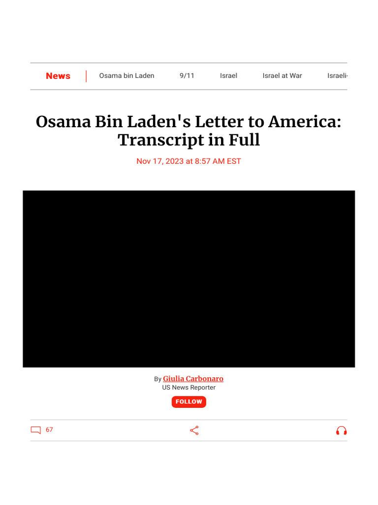 Bin Laden's Letter to America Explained | PDF | Osama Bin Laden ...