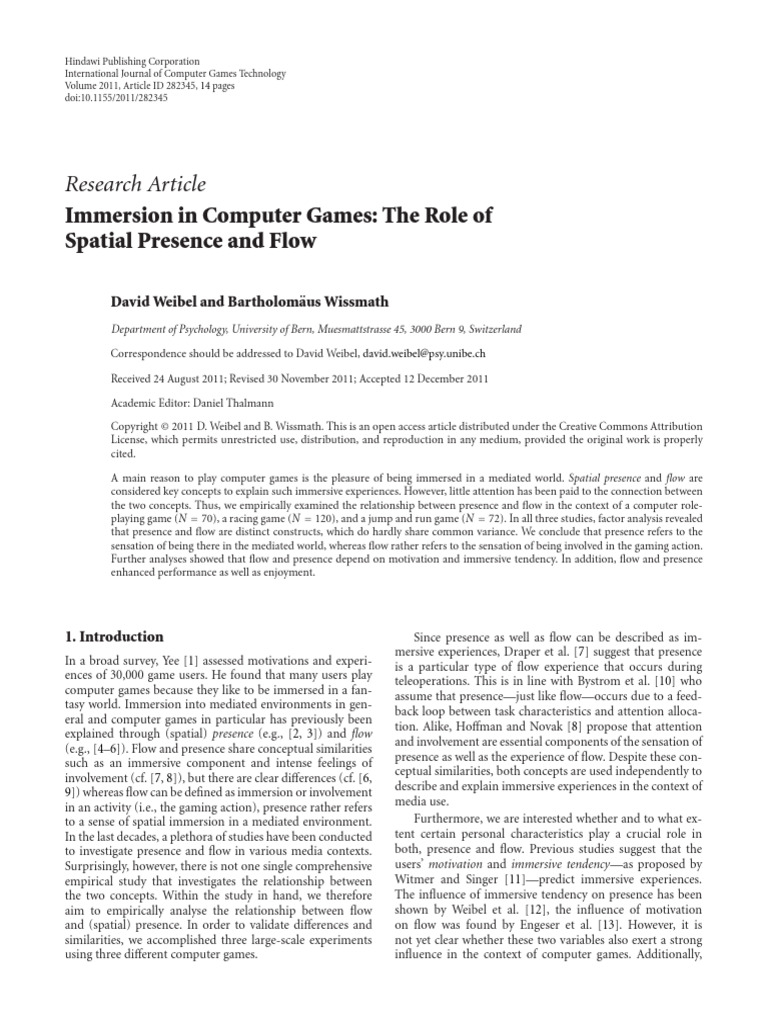 Immersion in Computer Games The Role of Spatial PR | PDF