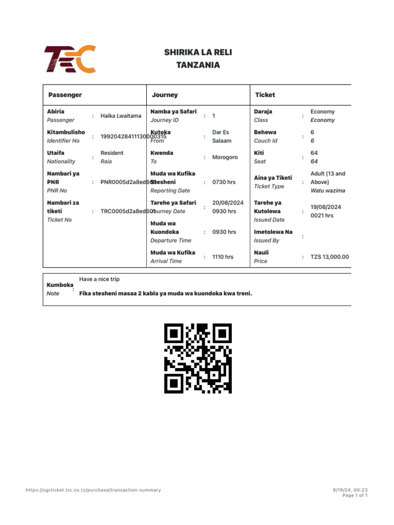TRC SGR Ticketing Online Sales 2 | PDF