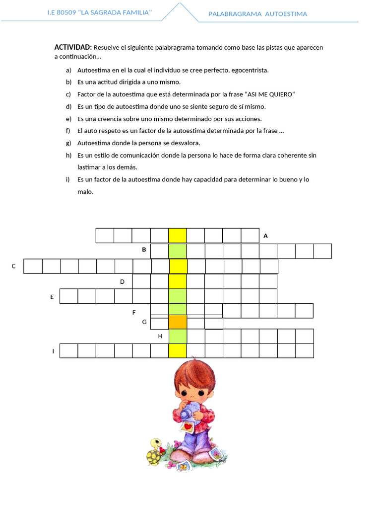 Actividad Palabragrama Autoestima | PDF