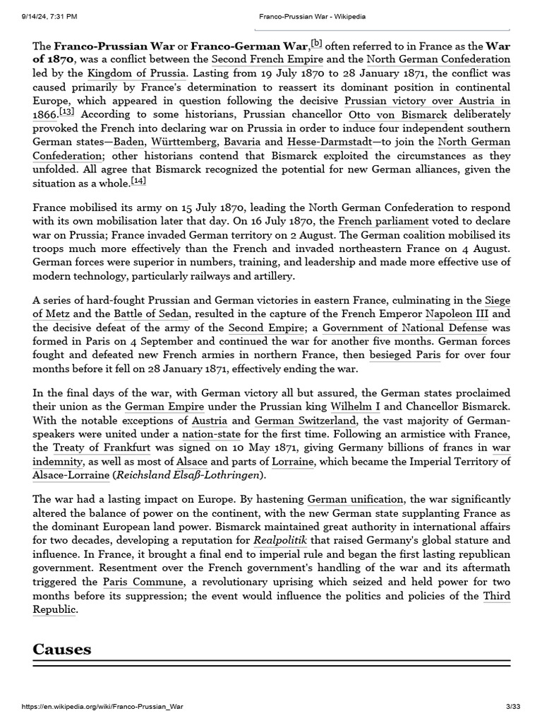 Franco-Prussian War | PDF