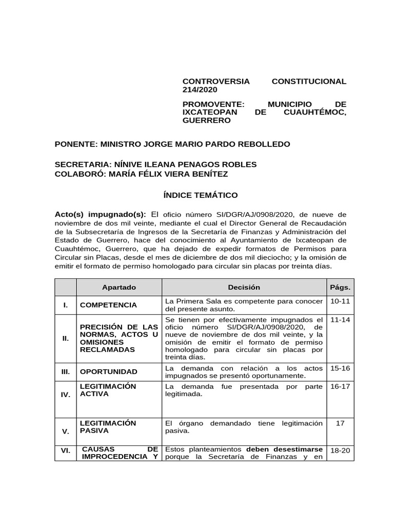 Apartado Decisión Págs. I. Competencia | PDF