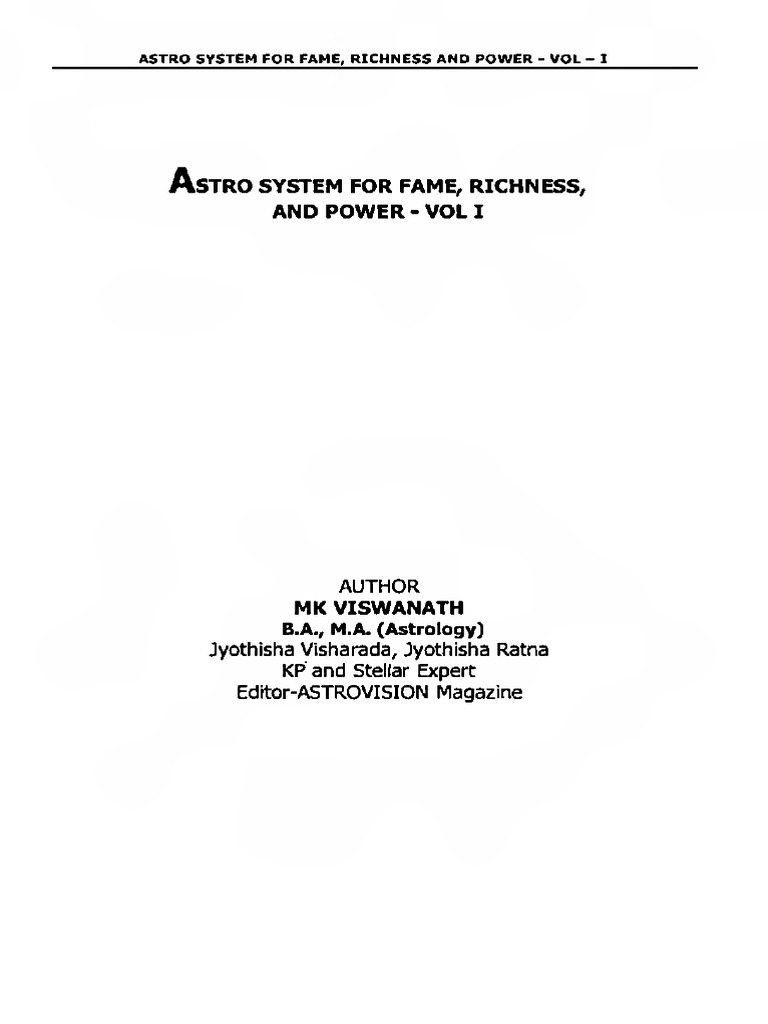 Astro System For Fame, Richness and Power - Vol.1 | PDF