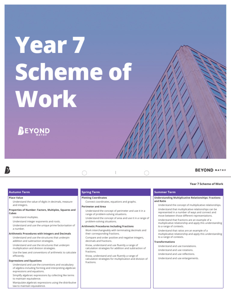 T M 1655814302 Year 7 Maths Scheme of Work - Ver - 2 | PDF