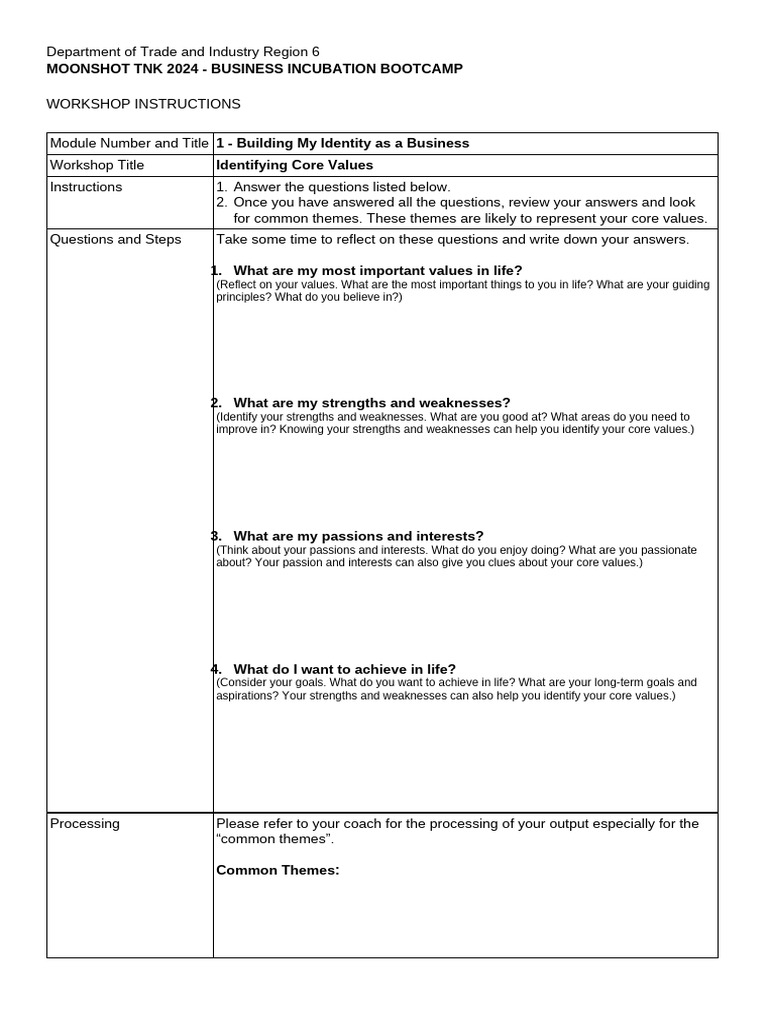 Module 1 - Workshop Instructions 1 | PDF
