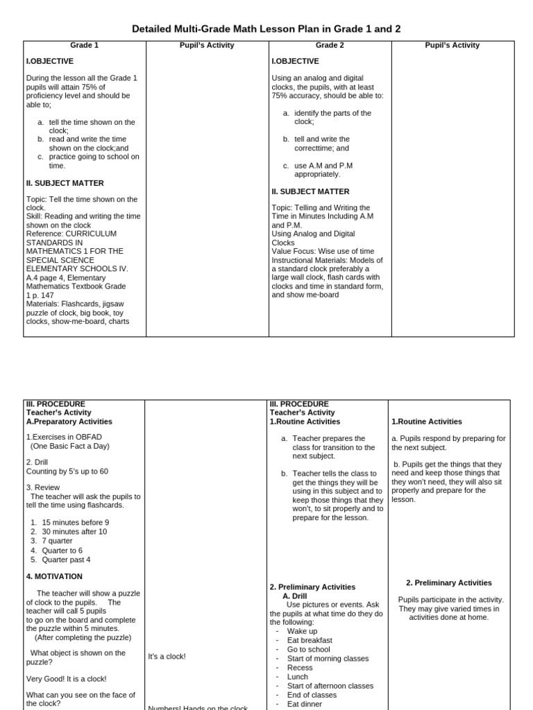 LP Multi-Grade Math1&2 | PDF
