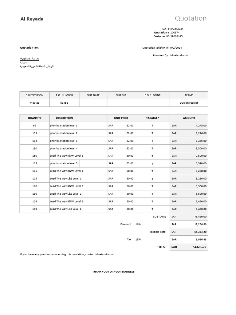Saudi Quotation-1 | PDF