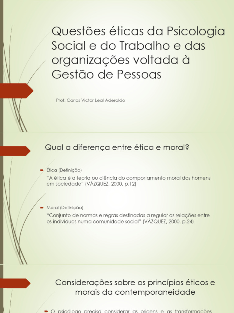 Ética e Psi. Org e Trab | PDF