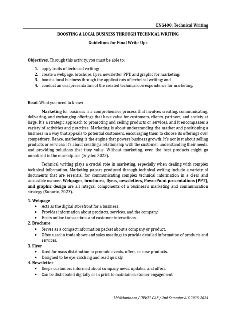 ENG400-FINAL-WRITE-UPS-GUIDELINES | PDF