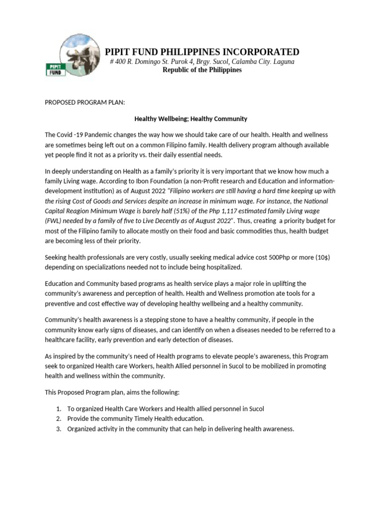 Health Proposed Program | PDF | Health Professional | Social Science