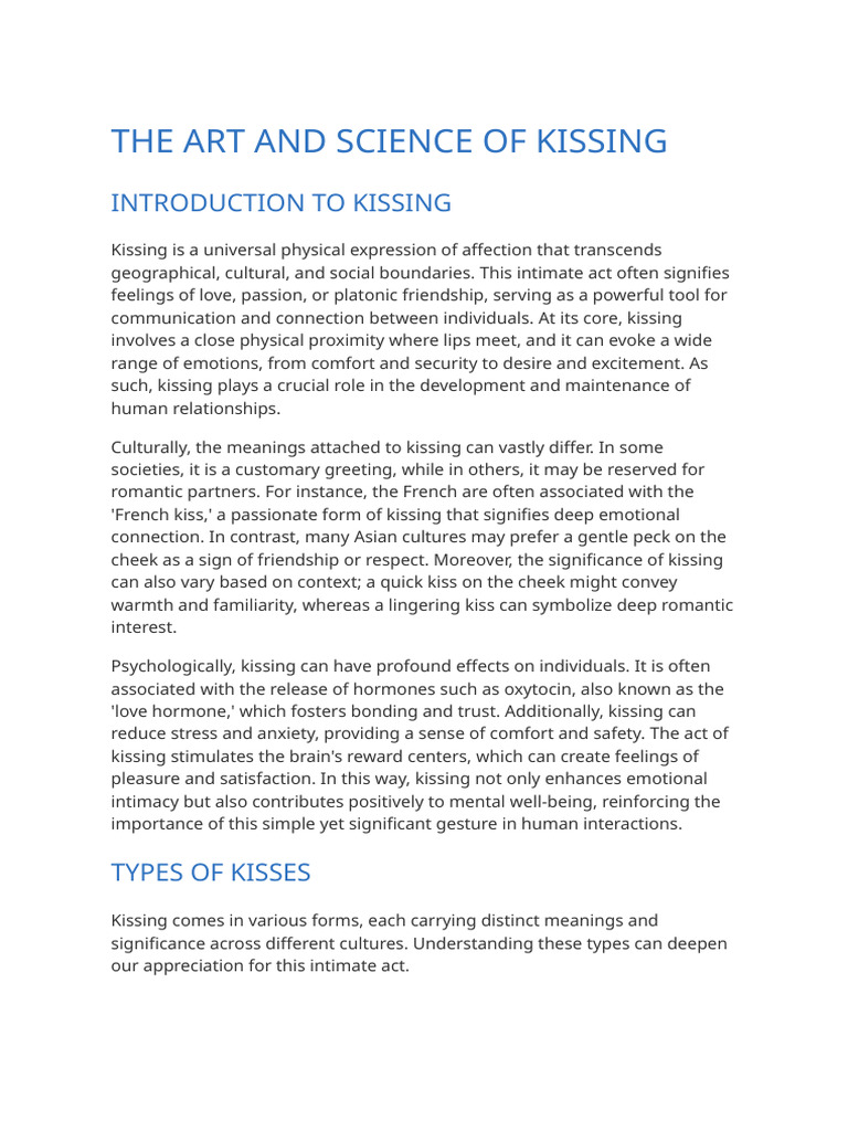 The Art and Science of Kissing | PDF