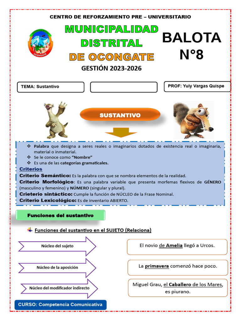 Balota 8 Sustantivo Ocongate | PDF