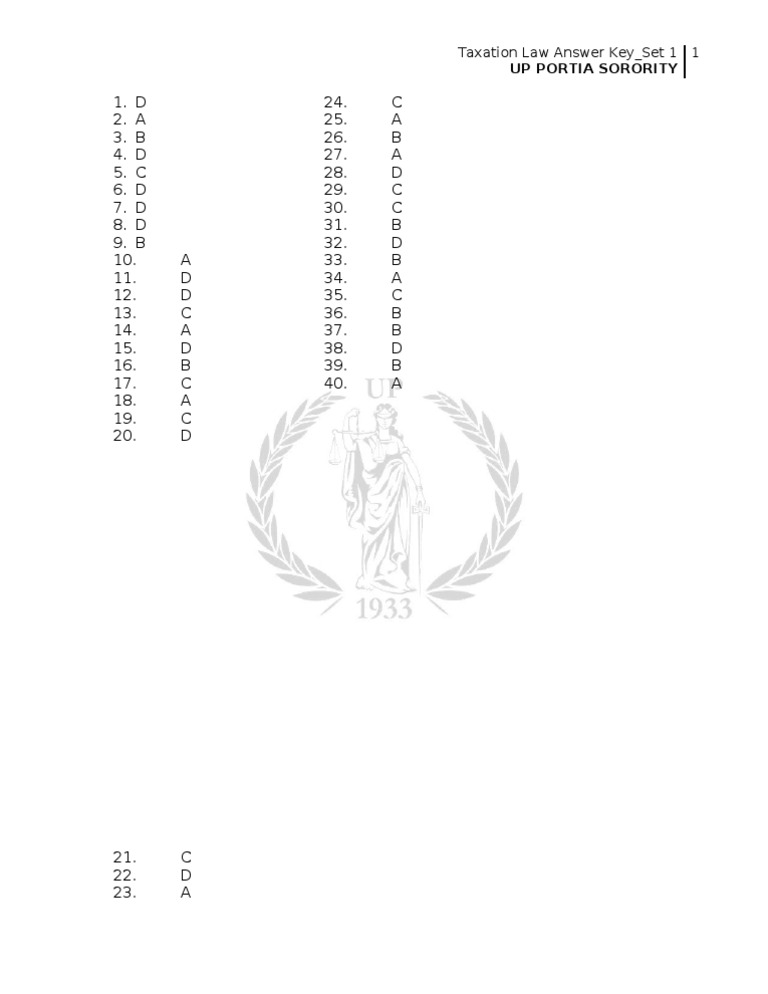 Tax AnswerKey | PDF | Teaching Methods & Materials