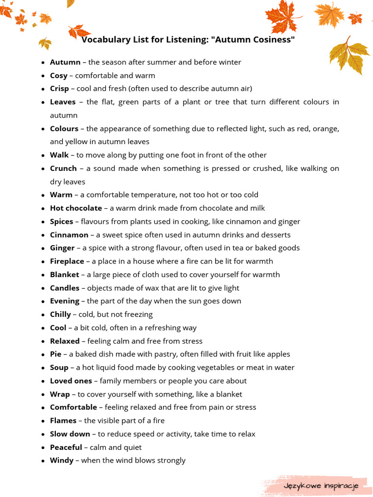 autumn cosiness_exercises | PDF