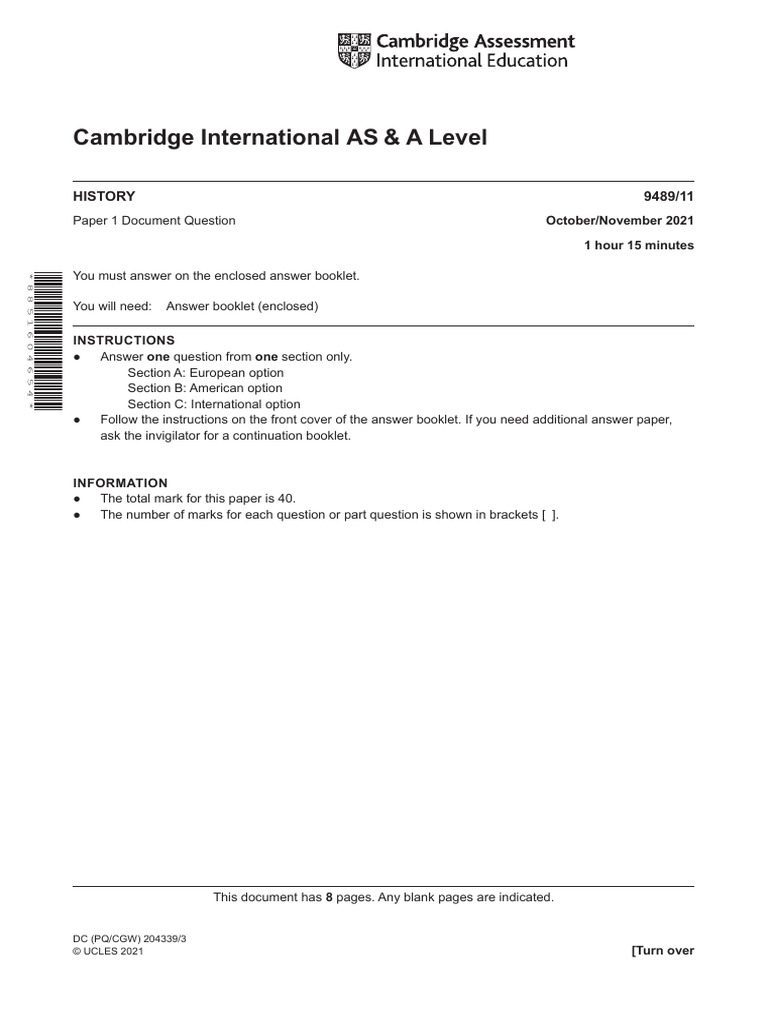 Cambridge AS & A Level History Exam Paper | PDF | Nazi Germany | Travel