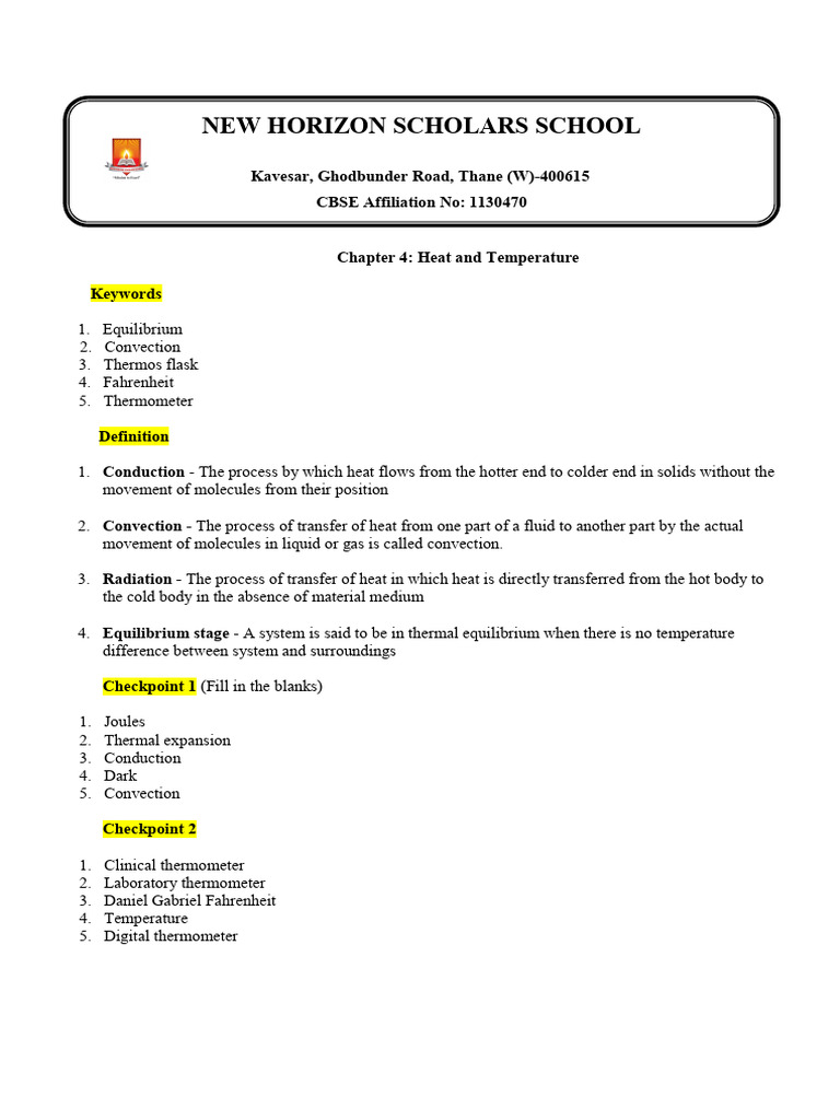 Grade 7 Chapter 4 Heat and Temperature-1 | PDF