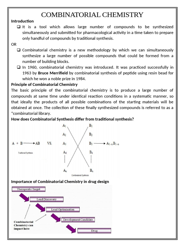 Combinatorial Chemistry 1 | PDF
