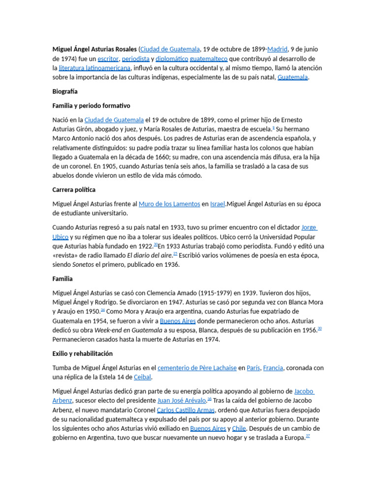 Miguel Ángel Asturias Rosales | PDF