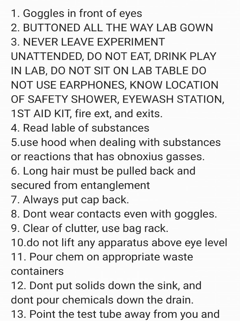 Chemistry Lab Rules 240213 080147 | PDF