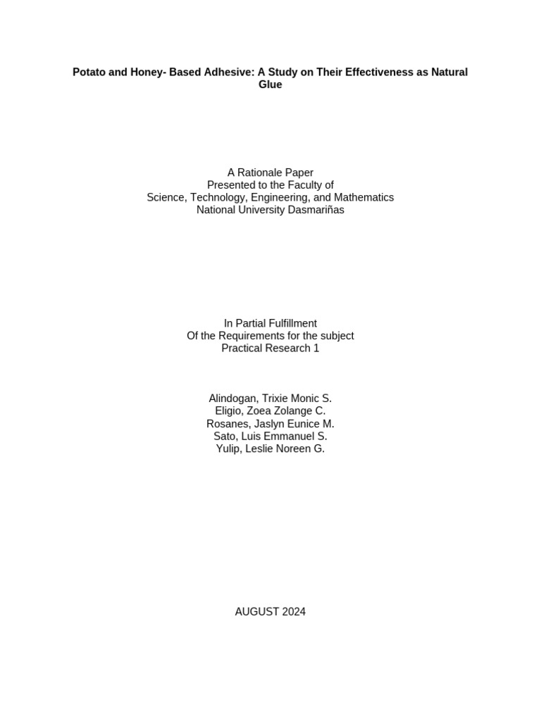 Rationale Paper Template 1 4 1 2 | PDF