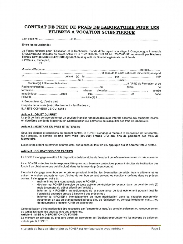 Contrat Pret Vocation Scientifique | PDF