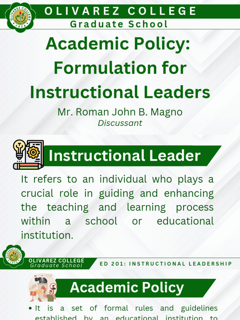 Academic Policy Formulation For of Instructional Lea | PDF
