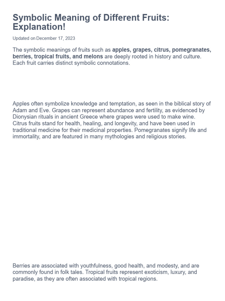 Symbolic Meaning Of Different Fruits_ Explanation! | PDF