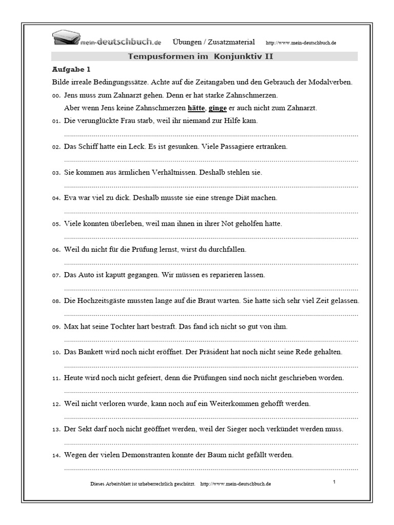 KonjunktivII-bedingung Tempusformen Im Konjunktiv II-05 | PDF