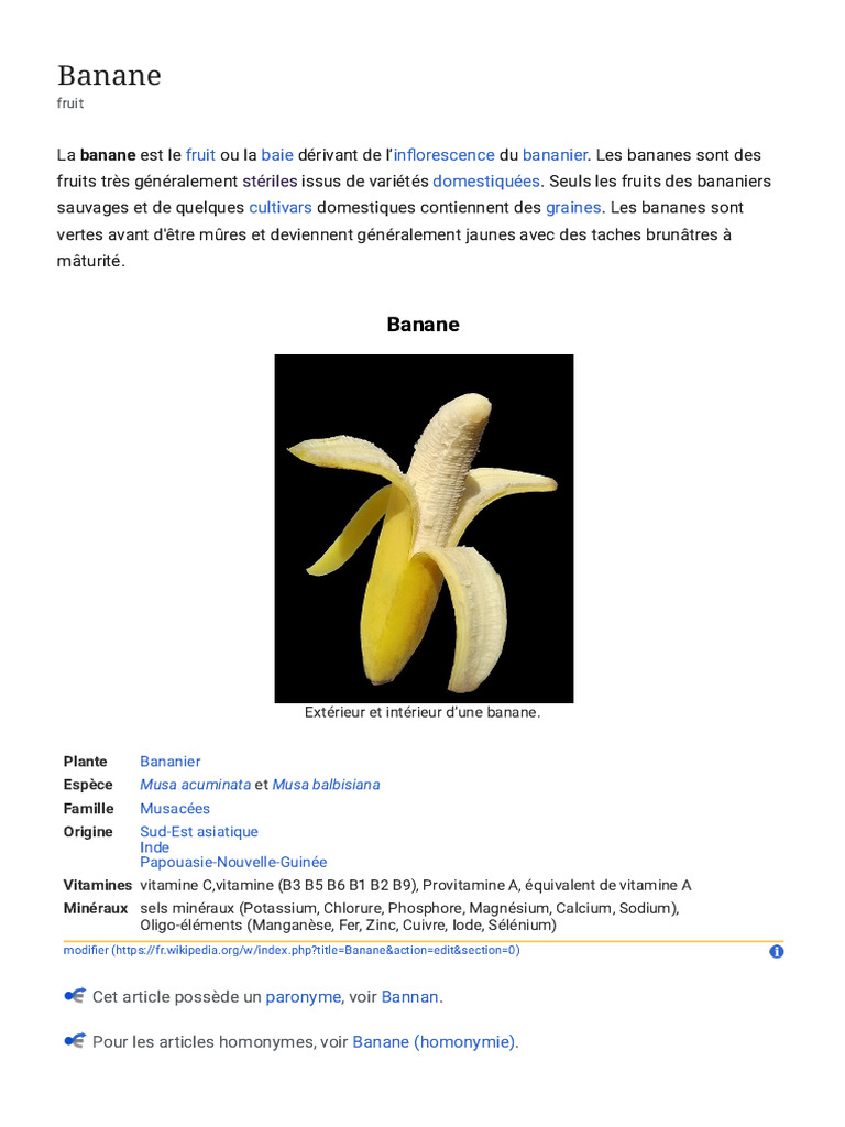 Banane - Wikipédia | PDF