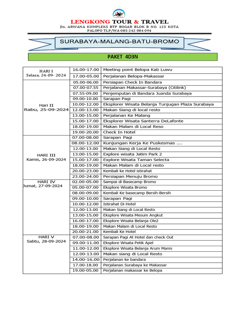 PAKET JATIM 4d3N | PDF