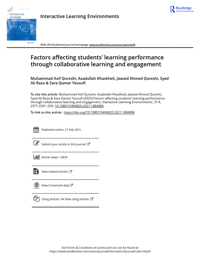 Factors Affecting Students Learning Performance Through Collaborative ...