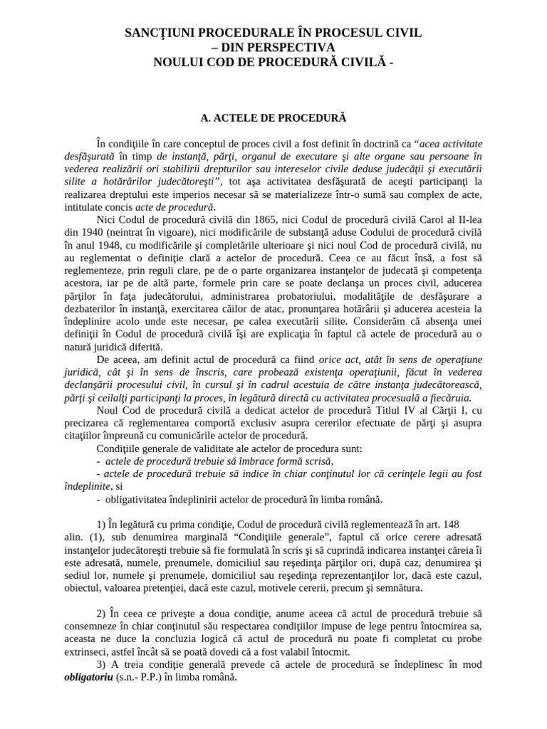 Sanctiuni Procedurale in Procesul Civil | PDF
