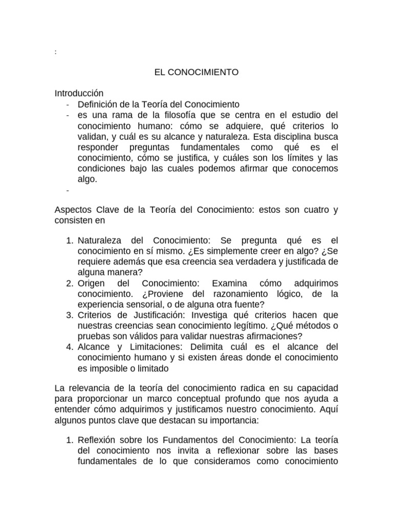 EL CONOCIMIENTO | PDF