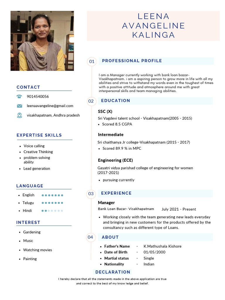 Leena Avangeline Resume | PDF