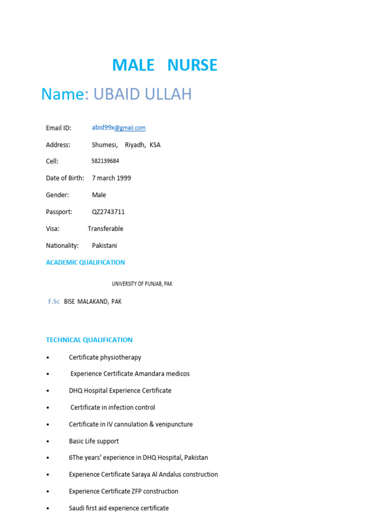 Ubaid Ullah CV Health | PDF