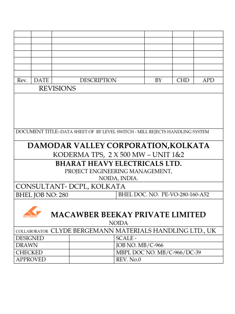 Data Sheet of Level Switch | PDF