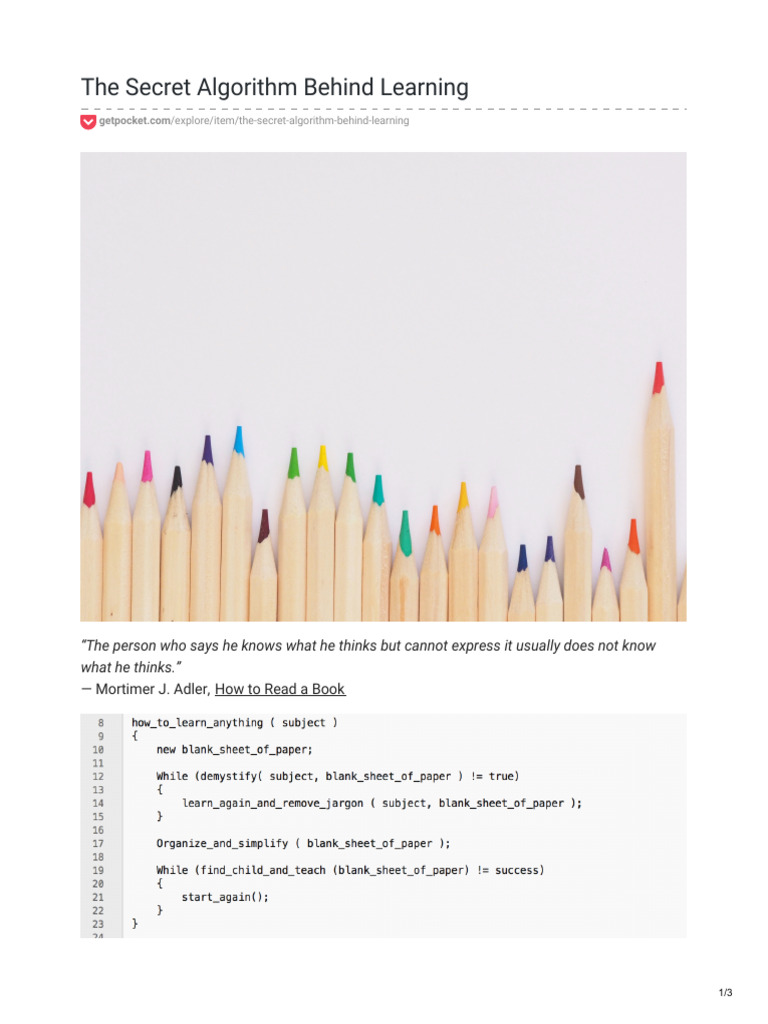The Secret Algorithm BehindLearning | PDF