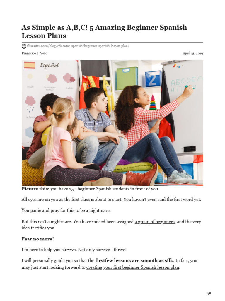 Beginner Spanish Lesson Plan | PDF