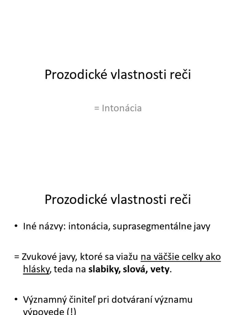 5 Prozodické Vlastnosti Reči | PDF