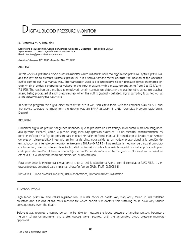 Igital Blood Pressure Monitor | PDF