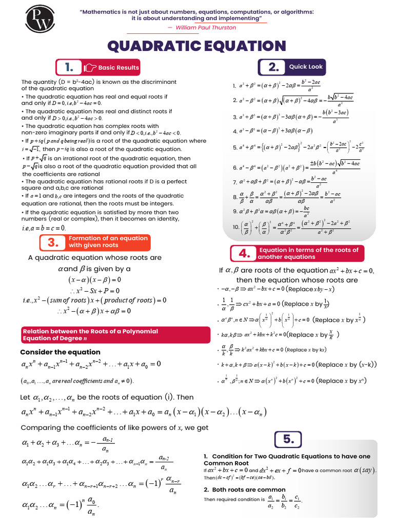 Quadratic Equation | PDF