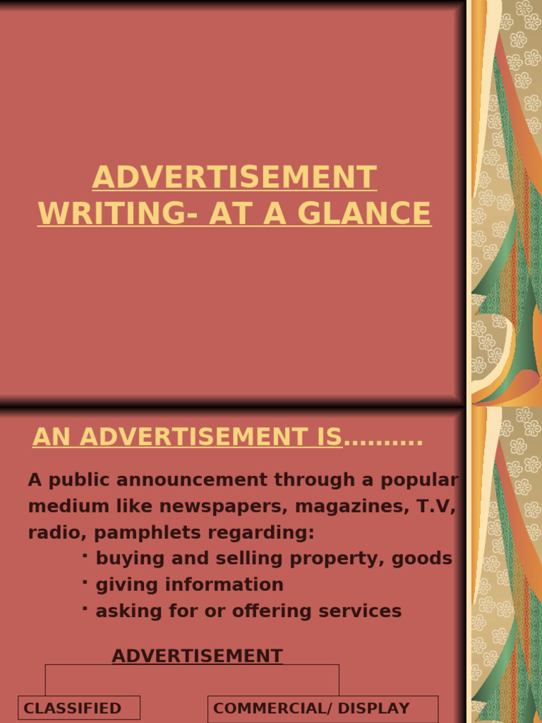 Advertisement Writing at A Glance | PDF