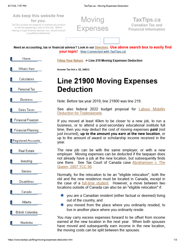 Moving Expenses Deduction Guide | PDF | Tax Deduction | Expense