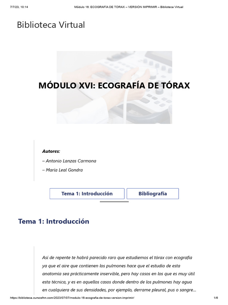 Modulo 16 - ECOGRAFIA DE TORAX | PDF