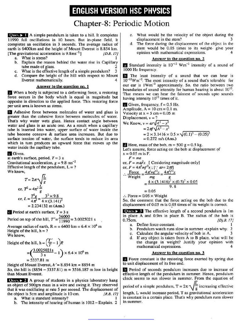 English Version HSC 1st Paper 8th Chapter Physics Note | PDF | Art