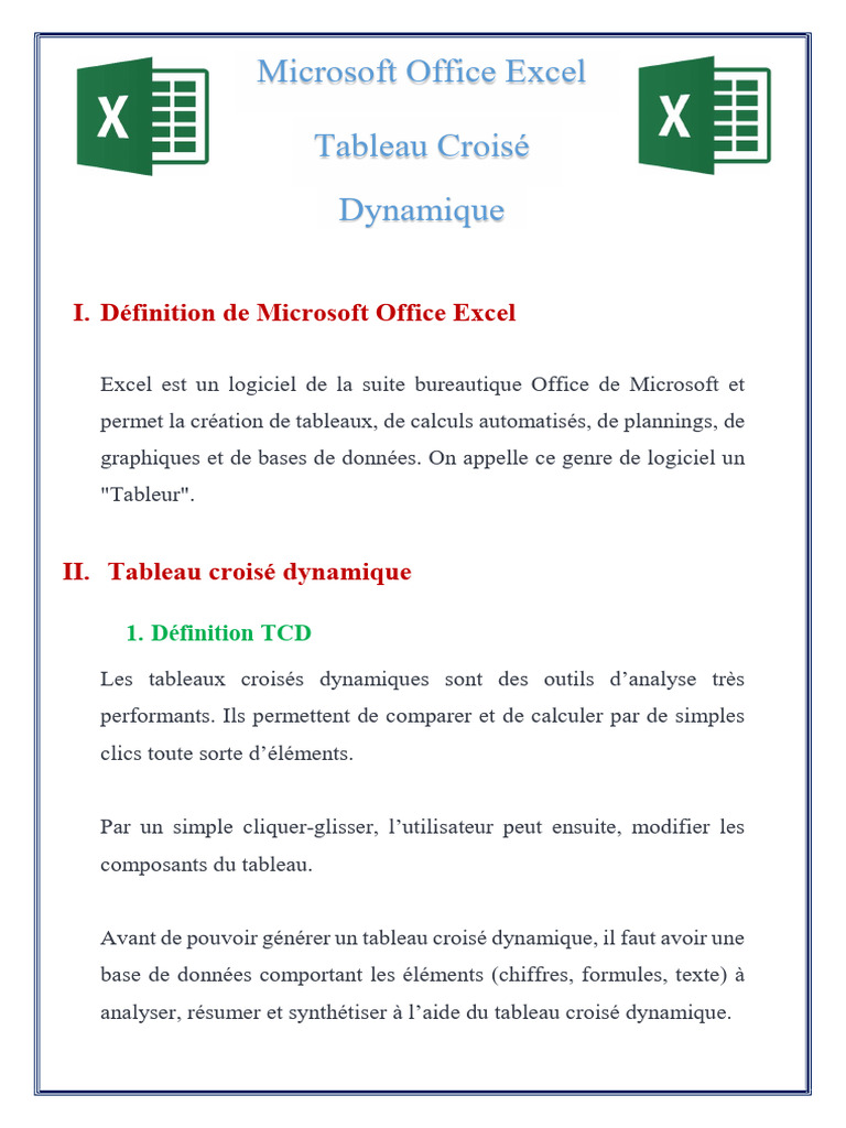 Leçon TCD & GCD - Excel | PDF