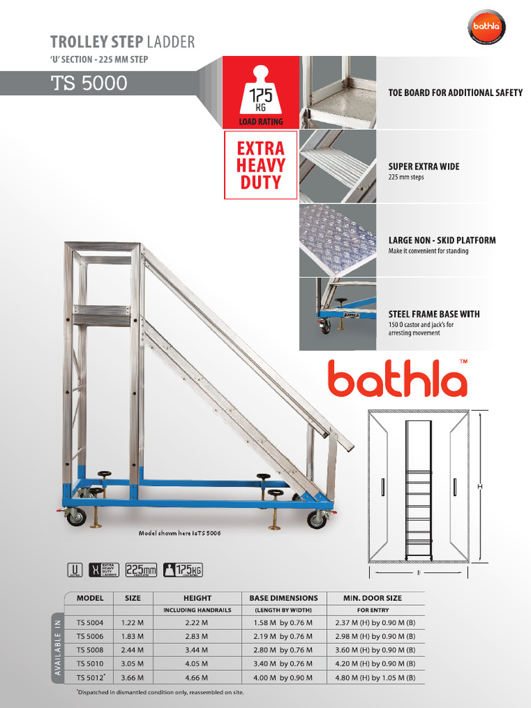 Trolley Step Ladders Ts 5000 U Section 225 MM Step | PDF