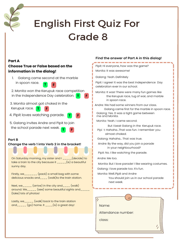 Students' worksheet on Recount Text | PDF