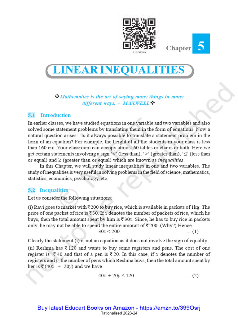5. Linear Inequalities | PDF